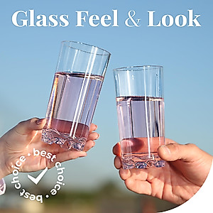 Vivocci Unbreakable Tritan Plastic Water Drinking Glasses Set of 6 - Ideal for Juice Beverages & Cocktails - Shatterproof Glassware - Highball Tall Clear Cup Tumblers - Dishwasher Safe Drinkware 12 oz