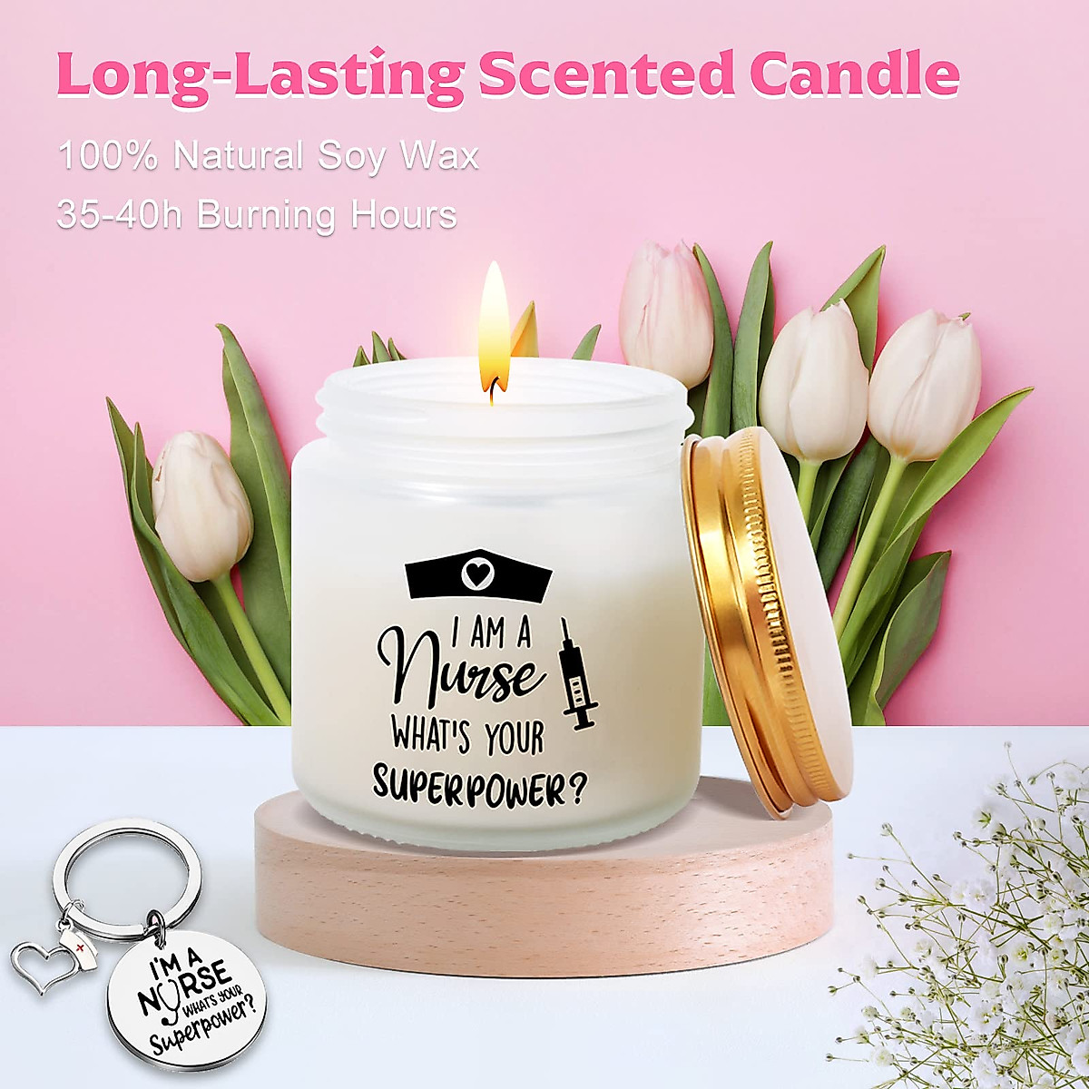 AYGE Nurse Gifts for Women, Nurses Week Gifts 2024- Thoughtful Nurse Appreciation Gift Set - Includes Stainless Steel Tumbler, Candle, Keyring, Bath Bomb, Badge Holder Reel, and Greeting Card