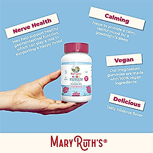 Kids Magnesium Citrate Gummies by MaryRuth's | 2 Month Supply | Sugar Free | Magnesium Supplement | Calm Magnesium Gummies for Kids 2+ | Bone, Nerve, Gut Health | Vegan | Non-GMO | 60 Count
