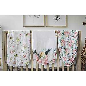 NODNAL CO. 3 Fitted Crib Sheets Set - Peonies & Roses for Baby Girl - 100% OEKO-TEX Cotton Girl Nursery Bedding - Pink Floral Boho Eucalyptus Flowers Set Toddler Mattress 28”x52”x9” Sheet