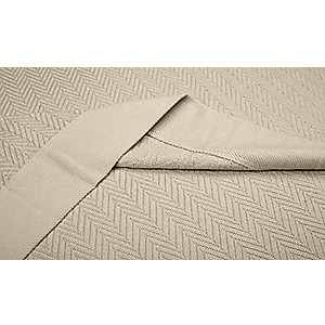 Threadmill Luxury Cotton Blankets for King Size Bed | All-Season Cozy 100% Cotton King Size Blanket | Herringbone Soft & Lightweight Fall Thermal Blanket fits California King Size Bed, 104x92 | Beige
