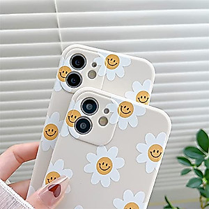 White Sunflower Cute Flower Phone Case for Apple iPhone 12 Mini 5.4 inch Smooth Silicone Soft Cover for iPhone 12mini