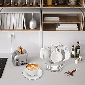 MyLifeUNIT Coffee Cup Holder, Stainless Steel Tea Cup Rack Stand for Counter, 6 Hooks