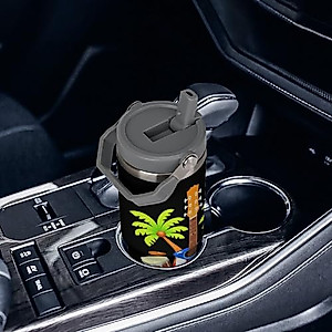 Chef Frog Porto Rico (4) 30 OZ Insulated Tumblers with Handle And Straw Leakproof Vacuum Insulated Stainless Steel Water Bottle for Car Fishing Travel