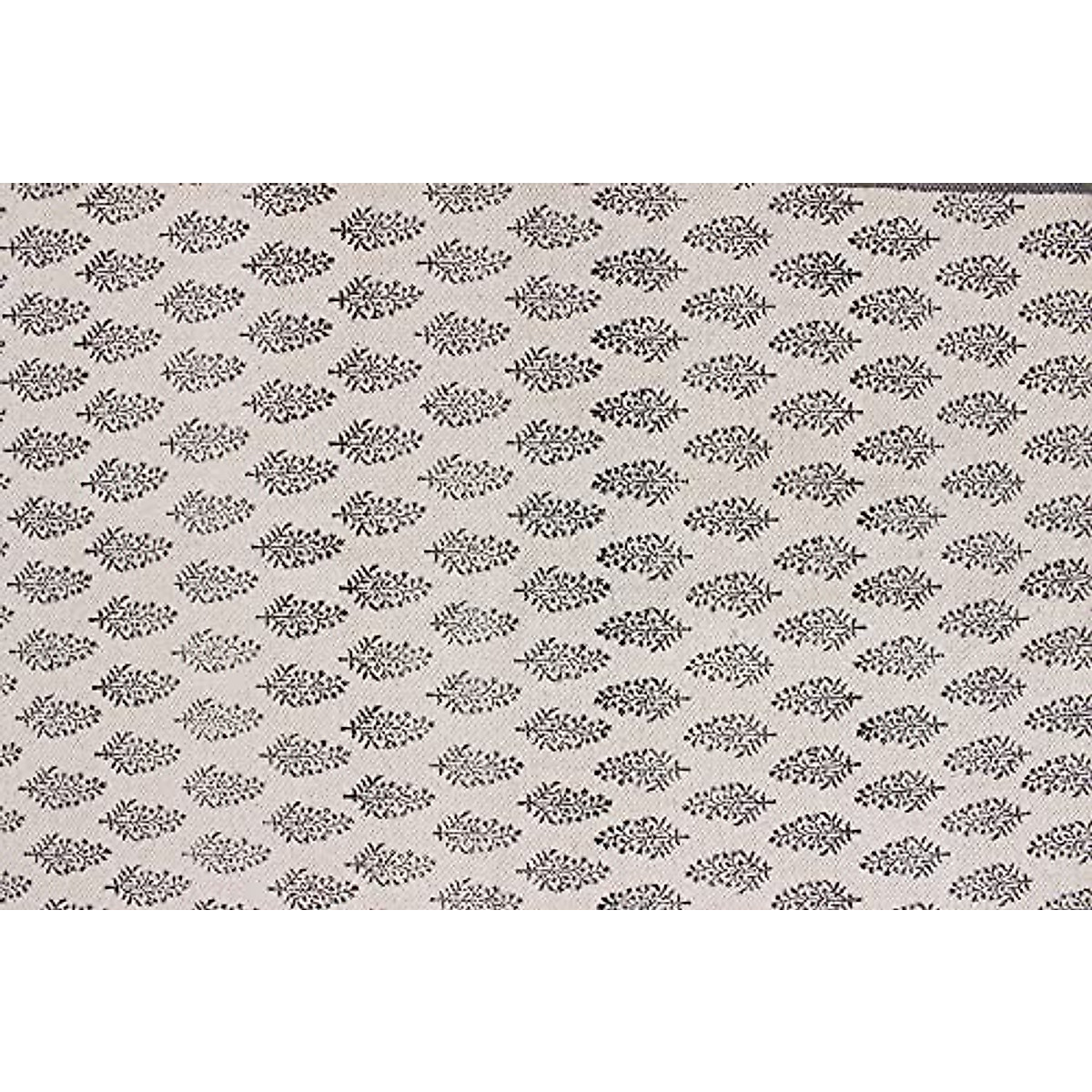 Casavani Hand Block Printed Cotton Dhurrie Striped Tassel Rug Boho Area Rug Easy Care Washable Rugs for Doormat Entryway Living Room Bedroom Hallway Balcony 6x6 Feet Square