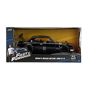 Jada Toys Fast & Furious 1:24 Brians's Nissan Skyline 2000 GT-R Die-cast Car, Toys for Kids and Adults (JA99686) , Black
