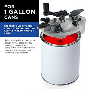 Master Elite Paint Can Mixing Lid & Pouring Spout, 1 Gallon Size - Mix Blade for Easy, Mess-Free Stirring, Pouring, Storing - Pistol Grip Handle, Stir with Hand Crank, Drill, Paint Mixing Machine