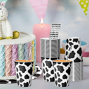 20pcs Cow Birthday Cups Disposable Paper Cups 9 oz,Cow Party Cups with Silver Bordermakes - Farm Animal Party Supplies Cups for Cold Hot Drinks - Birthday Graduatio