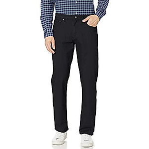 Amazon Essentials Men's Relaxed-Fit 5-Pocket Stretch Twill Pant, Black, 35W x 32L