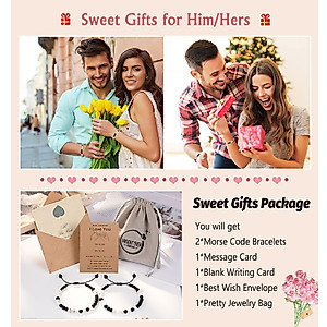 UNGENT THEM Matching Couples Bracelets Morse Code Boyfriend Girlfriend Long Distance Relationship Christmas I Love You Valentines Day Gifts for Him Her Boyfriend Girlfriend Women Men