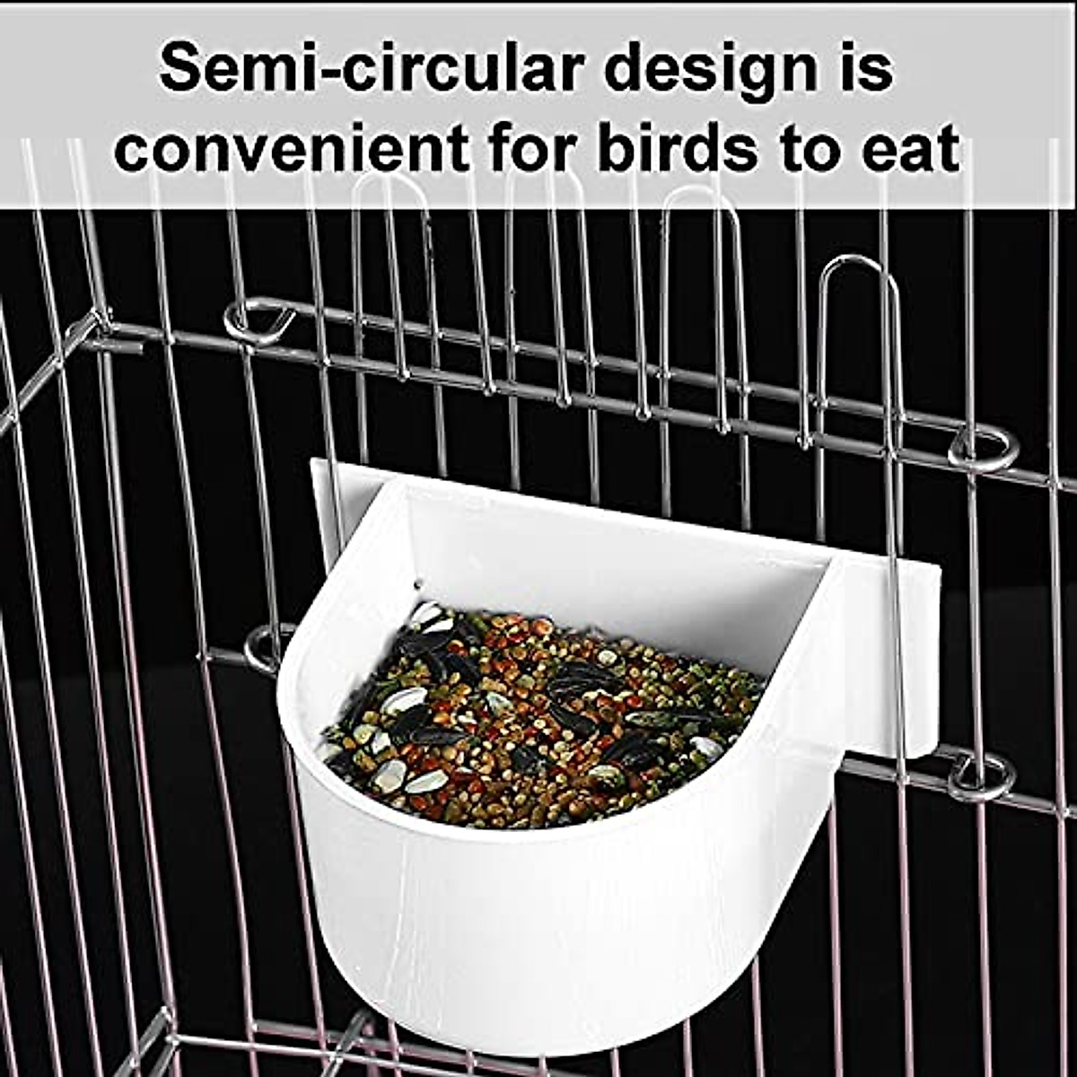 AHANDMAKER 4 Pcs Parrot Cage Replacement Food and Water Cup, White Bird Feeders Winged Universal Cage Plastic Cups Pet Supplies for Small Bird