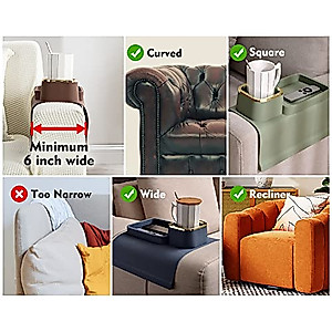 Couch Cup Holder Tray, Elimiko Silicone Anti-Spill and Anti-Slip Couch Drink Holder, Strong and Weighted Phone/Remote/Snacks Sofa Cup Holder, Gifts for Mom, Dad, Husband, Grandma, Grandpa (Griege)
