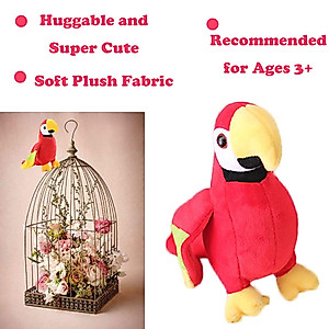 CHELEI2019 9.8" Parrot Plush Stuffed Animal Bird Soft Cute Realistic Red Parrot Toy for Kids