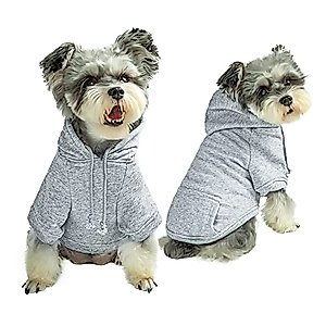 Furryilla Pet Clothes for Dog, Dog Hoodies Sweatshirt with Hood and Pockets for Small Dogs (Grey Dog Hoodie, Large)