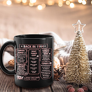 60th Birthday Gifts for Women Men - 1964 Old Time Information - 60th Birthday Mug - 60th Birthday For Her & Him - Unique Funny 60th Bday Gift Idea - Milestone Birthday - 12oz - Rose Gold