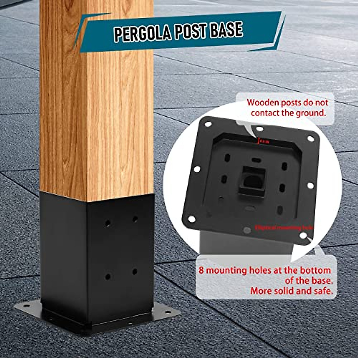 6x6 Pergola Kit,Pergola Brackets 3-Way Right Angle Corner Bracket and Post Base with Black Powder Coated, Modular Sizing Woodworks DIY Pergola Kit, Outdoor Pergola/Gazebo Hardware for 6X6 Lumber………