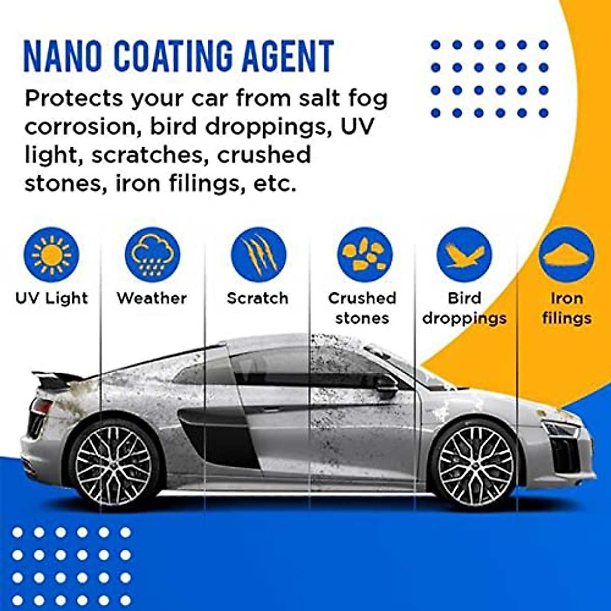 Car Cleaner Spray, Anti Scratch Hydrophobic Polish Nano Coating Agent with Sponge, 9H Super Ceramic Car Coating Hydrophobic Glass Coat for Car Paint Long-Lasting Protection (100ml)
