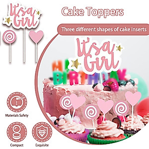 Guudmua 303 Pcs Baby Shower Decorations For Girl, Girl Baby Shower Decorations Kits - Disposable Dinnerware Set With Pink Rose Gold Floral (25 Guest), "BABY girl" Banner, Balloon, Sash, Cake Topper