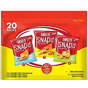 Cheez-It Snap'd Cheese Cracker Chips, Thin Crisps, Lunch Snacks, Variety Pack, 15oz Bag (20 Packs)