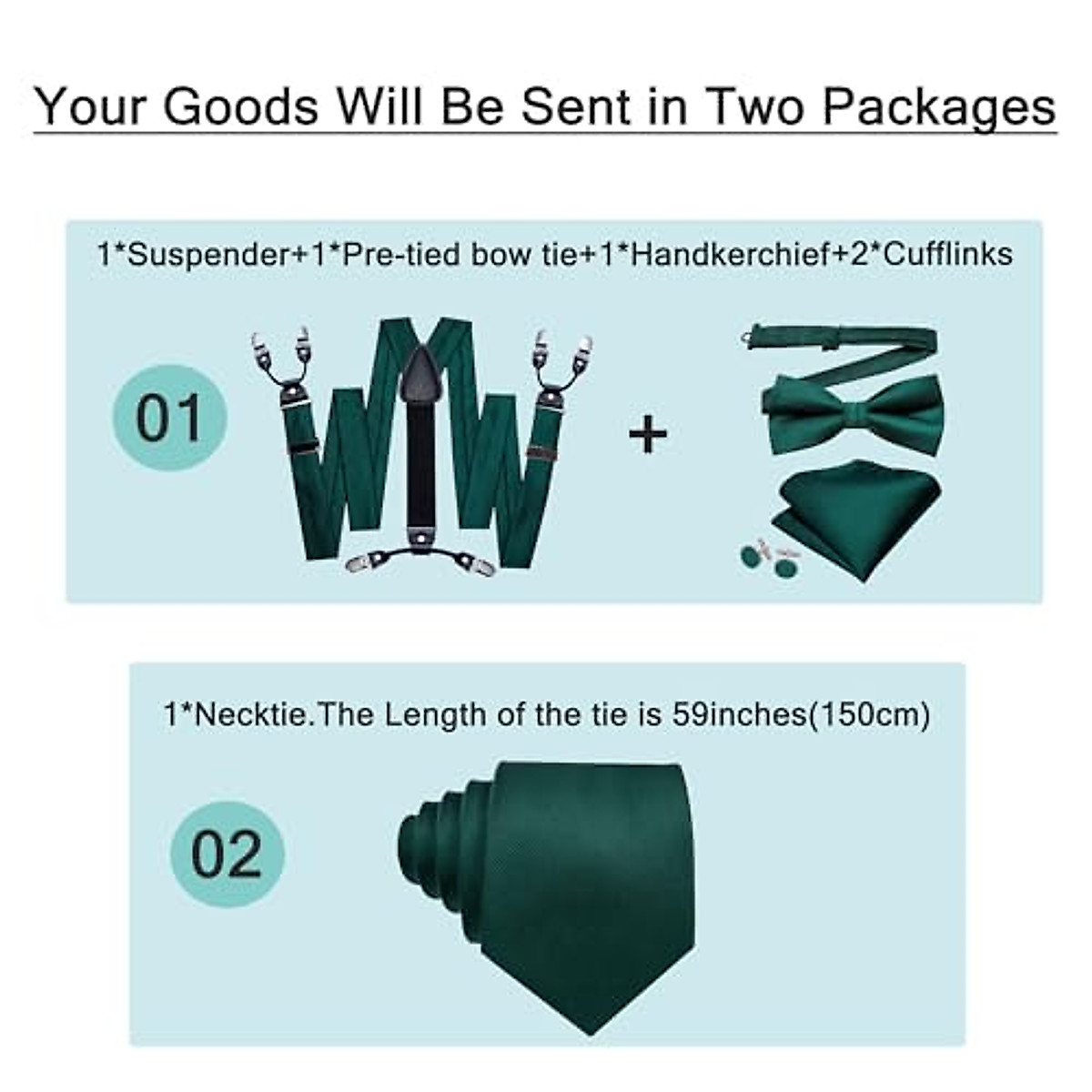 YOHOWA Men Suspenders Bowtie Set Stripe 6 Strong Clips Adjustable Y-Back Woven Brace Formal Wedding Party Tuxedo