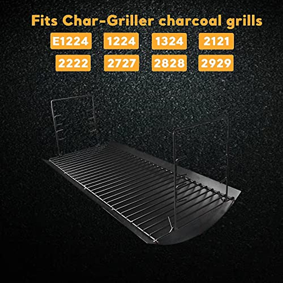 Uniflasy 27 Inches Ash Pan/Drip Pan for Chargriller 1224, 1324, 2121, 2222, 2727, 2828, 2929 Charcoal Grills, Charbroil 17302056 Grill Grates Replacement Part with 2pcs Fire Grate Hanger
