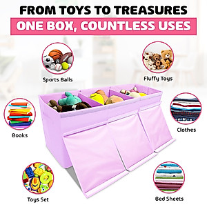 Ethiques Purple (Cute Dinosaur) Collapsible Large toy chest 40X16X14 Inch