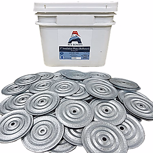 Ace Screws 3-'' Bullseye Plate -''FLATAss-'' (1,000pc), Roofing Insulation Plates, Goes with Self Tapping Screws into Metal & Wood Decks, Corrugated Roofing, Commercial, EPDM, TPO, Silver