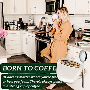 Coffee Bar Accessories - Coffee Spoon Rest with Engraved Coffee Spoon, Coffee Bar Decor for Home Office Coffee Station, Cute Coffee Spoon Holder, Unique Valentines Day Gifts for Coffee Lovers