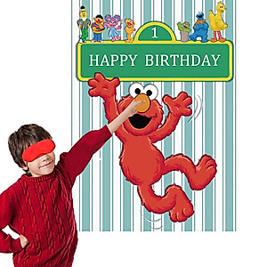 Seasme Friends Street Party Supplies Decorations, Pin The Nose On ELMO, Sesame Birthday Party Pin Game, Large Poster for Seasme Friends Street Birthday Party Decorations Things