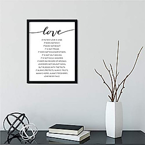 Andaz Press Unframed Black White Wall Art Decor Poster Print, Bible Verses, Love ... always protects, always trusts, always hopes, always perseveres. Love never fails. 1 Corinthians 13:4-8, 1-Pack