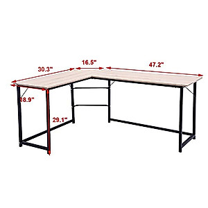 melupa L-Shaped Desk Computer Corner Desk, Home Office Gaming Table, Sturdy Writing Workstation, Space-Saving, Easy to Assemble