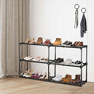 FRITHJILL Multi-Functional Metal Storage Shelf, Versatile Storage Rack for Hallway, Kitchen, Office, Black