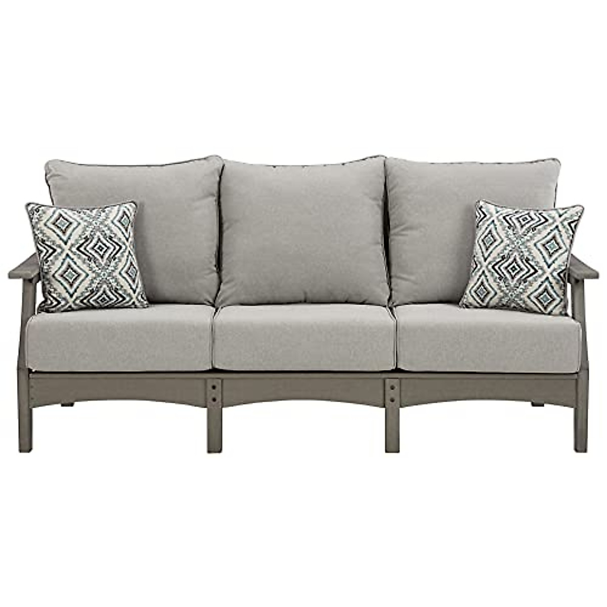 Signature Design by Ashley Visola Outdoor HDPE Patio Sofa with Cushion, Gray