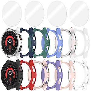 Bougraite 12+4 Pack Case for Samsung Galaxy Watch FE/5/4 40mm with Tempered Glass Screen Protector, Waterproof Hard PC Bumper Scratch Resistant Protective Cover Compatible with Galaxy Watch FE/5/4 40mm