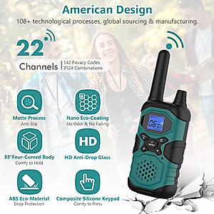 Topsung Walkie Talkies 6 Pack Rechargeable Walkie-Talkies for Adults Long Range Distance FRS 2 Way Radios Walkie Talkies Work Hunting Walkie Talkies with Headsets NOAA 2xUSB Charger 6x4500mAh Battery