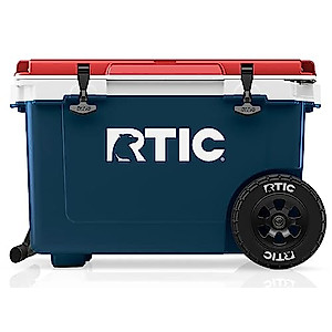 RTIC 52 Quart Ultra-Light Wheeled Hard Cooler Insulated Portable Ice Chest Box for Beach, Drink, Beverage, Camping, Picnic, Fishing, Boat, Barbecue, 30% Lighter Than Rotomolded Coolers, Patriot