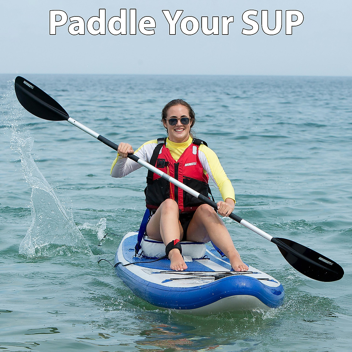 Sea Eagle 4 Part Easy Pack Kayak Paddle (7'10 inch) with Asymmetrical Fiberglass Reinforced Nylon Blades Boats (1)