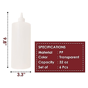 On Condiment Bottle 6-pack Plastic Squeeze Condiment Bottles for Mustard Dressing Ketchup BBQ Sauce Mayonnaise Syrup, 24 oz Condiment Containers Clear No Leak Tip Cap Plastic Squirt Bottle Storage