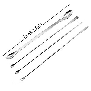 Maxmoral 1 Set Stainless Steel Micro Lab Sampling Scoop Spatulas Combination Reagent Spoon Laboratory Supplies (Pack of 4)