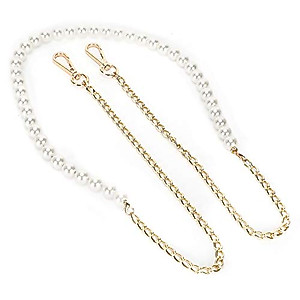 Imitation Peal Chain Handle Wallet Crafts Making Metal with Lobster Clasp Accessories for Making Handbag Purse Substitute 43.3Inch