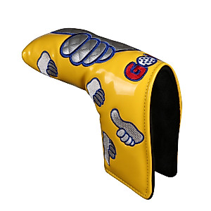 Thumb PU Golf Putter Headcover for Blade Style Golf Club Head Cover with Magnetic Headcovers (Yellow)