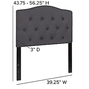 Flash Furniture Cambridge Tufted Upholstered Twin Size Headboard in Dark Gray Fabric