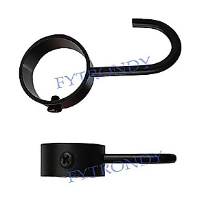 FYTRONDY Black Edition Stainless Steel Adjustable J Typed Hooks , Tube Rod Hooks, Bathroom Wardrobe Pipe Hanger(1 INCH , 4 Pack)