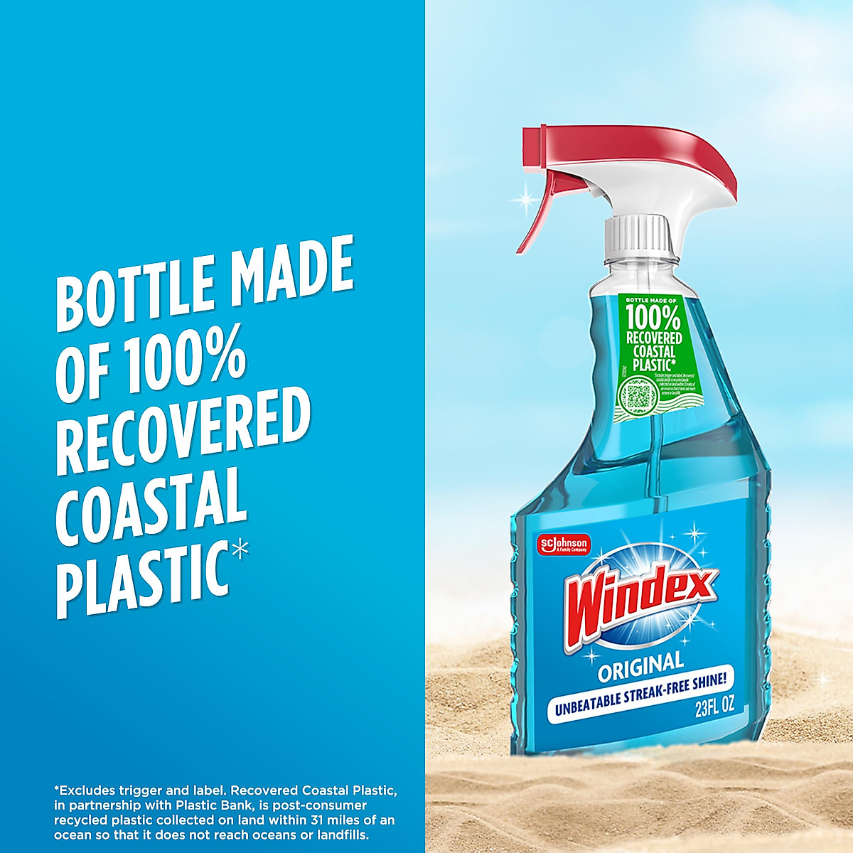 Windex Original Glass and Window Cleaner Spray Bottle, Original Blue, 23 fl oz - Pack of 6