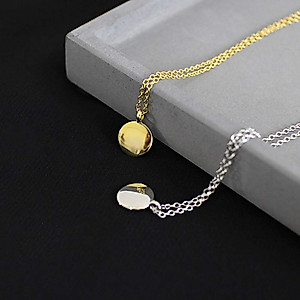 Round Coin Pendant Necklace for Women Girls 925 Sterling Silver 14K Gold Full Moon Minimalist Geometric Disk Circle Chain Delicate Choker Dainty Collar Jewelry Gifts Box (silver)