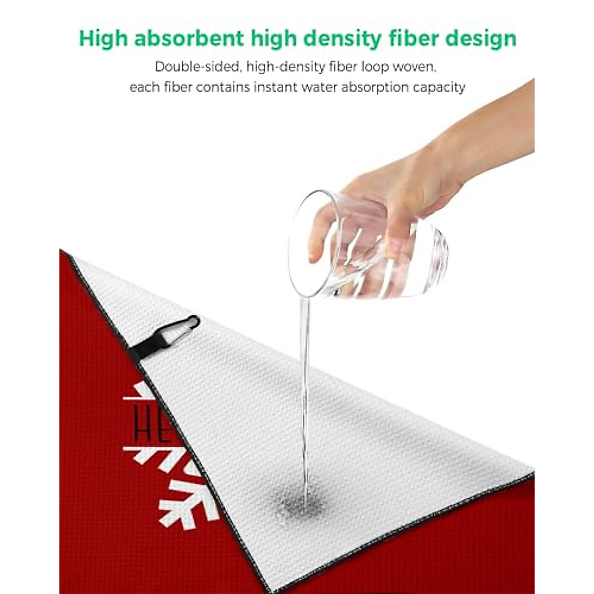 Yun Nist Golf Towel Christmas Snowflake Red,Waffle Pattern Microfiber Club Cleaner Golf Towels with Carabiner Clip for Women Men Dad,Winter Word Xmas Snow Golf Towel for Golf Bags Accessories,24x16in