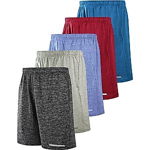 5 Pack Big Boys Youth Athletic Mesh Basketball Shorts with Pockets Quick Dry Activewear (Set 4, Large)