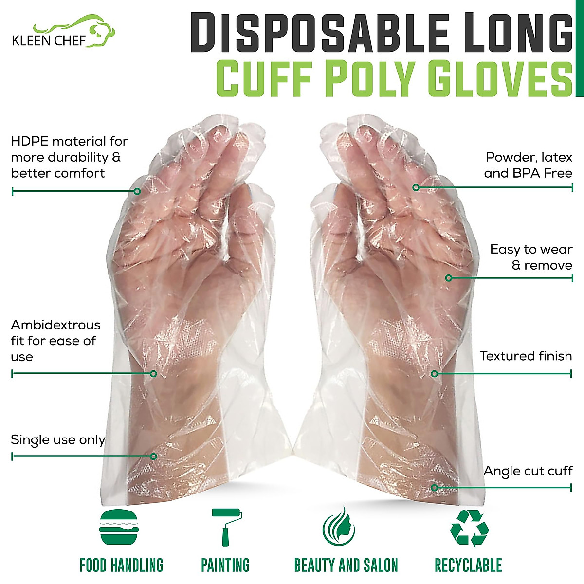 KLEEN CHEF 1050 PCS Plastic Disposable Gloves Medium | Clear Disposable Gloves for Food Prep, Cooking, Cleaning, Food Handling