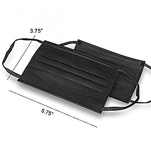 50 Pcs Disposable Face Cover 3-Ply Filter Non Medical Breathable Earloop Masks For Kid (Black Kid)