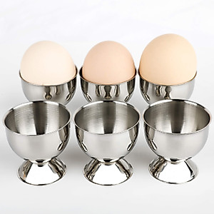 Egg Cup Holder Set for Soft Boiled Eggs Include 6 Stainless Steel Egg Tray Kitchen Tool